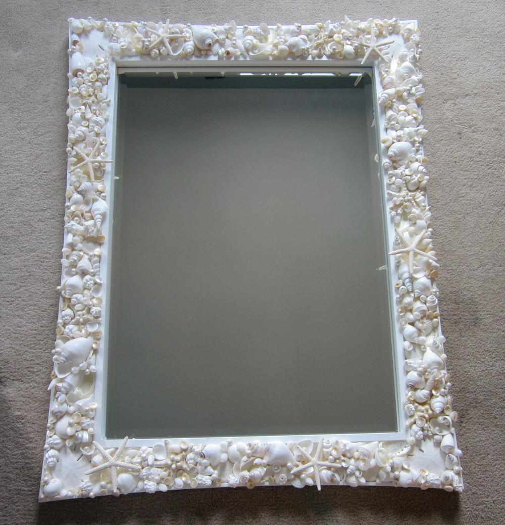 Beach Decor Shell Mirror In White - Nautical Decor Beach Seashell ...
