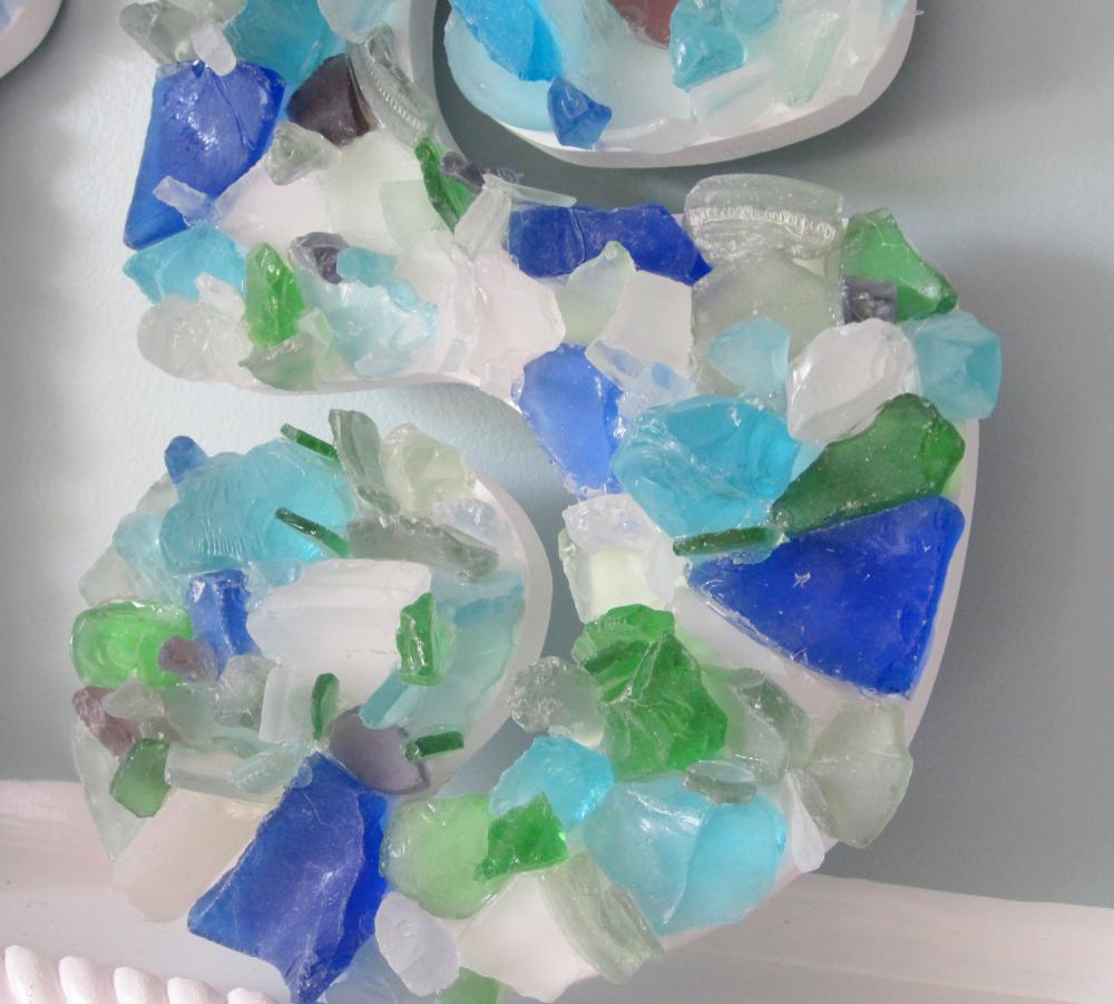 Wall Letters - Nautical Beach Decor Sea Glass Letters Spell Fish, Many ...