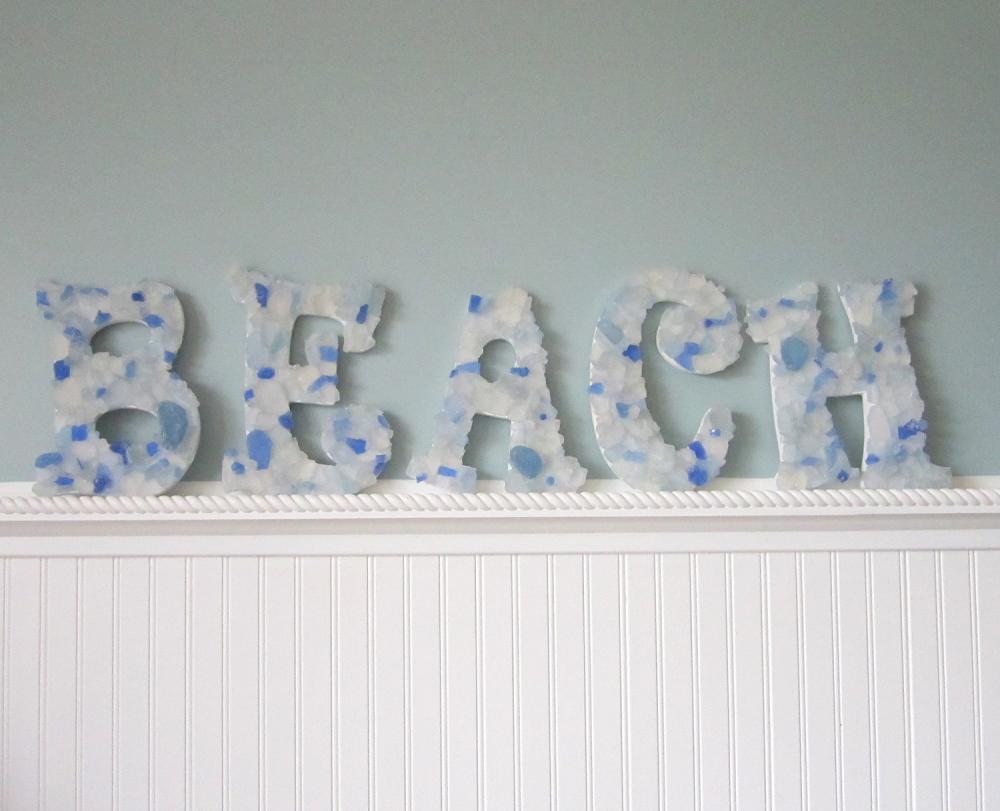 Beach Wall Letters - Nautical Decor Sea Glass - Decorative Letters W ...
