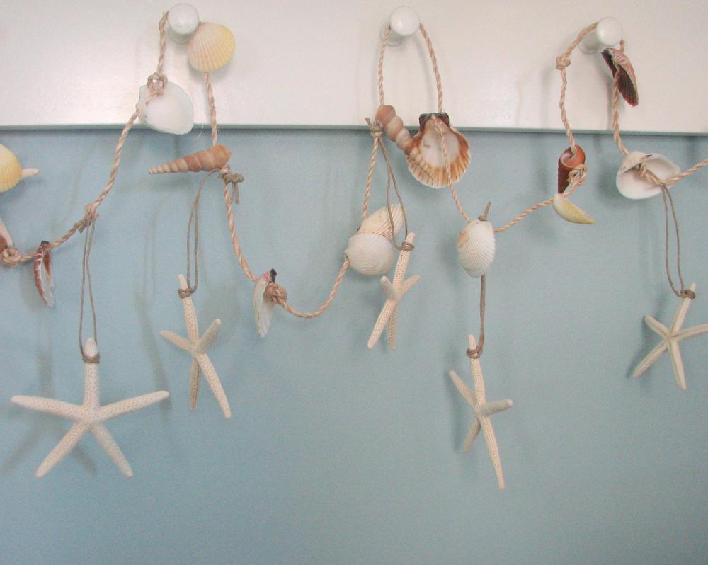 Seashell Garland Beach Decor - Nautical Decor Starfish Garland W Shells ...