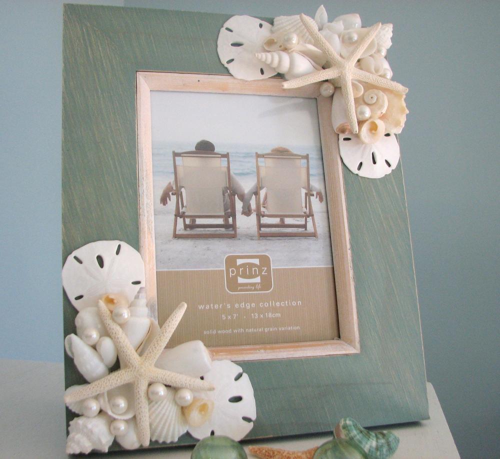 Nautical Decor Seashell Frame - Beach Decor Shell Frames W Starfish ...