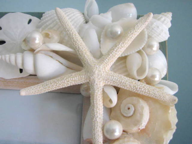 Nautical Decor Seashell Frame - Beach Decor Shell Frames W Starfish ...