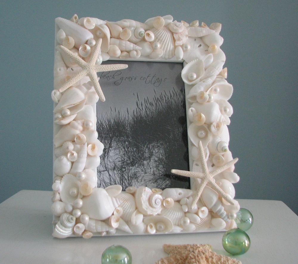 Seashell Frames For Beach Decor - Nautical Beach Wedding White Shell ...