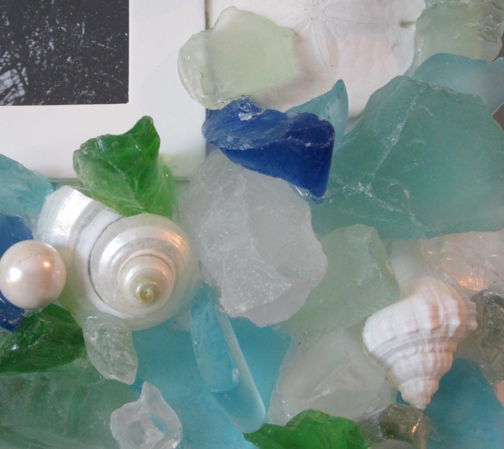 Beach Decor Seashell Frame - Nautical Shell Frame W Sea Glass ...