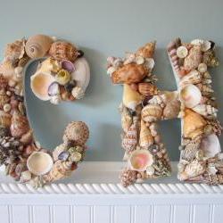 Shell Letters For Beach Decor - Any (2) Nautical Decor Seashell Letters ...