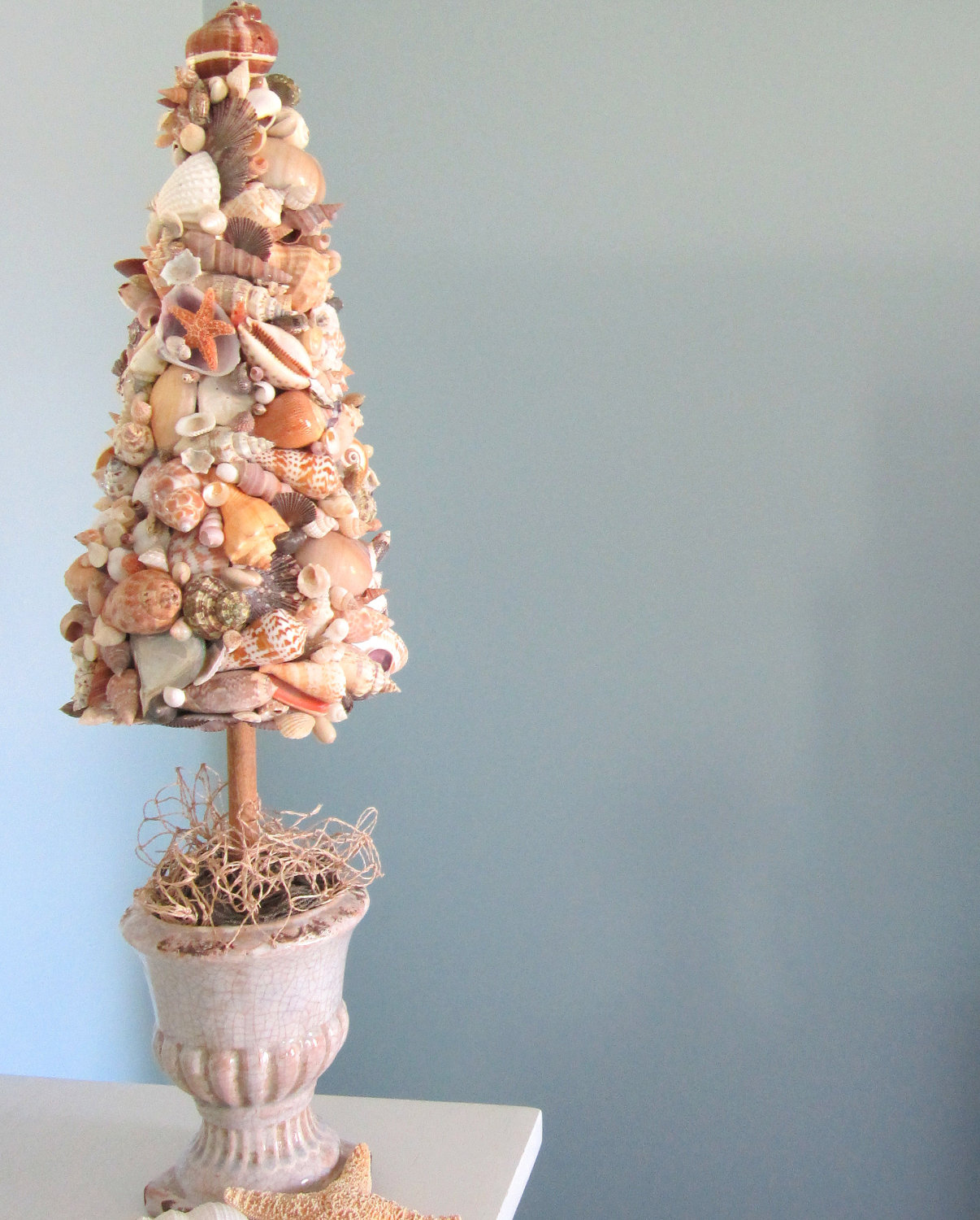 Beach Decor Seashell Topiary Tree - Nautical Decor Shell Tree In Urn ...