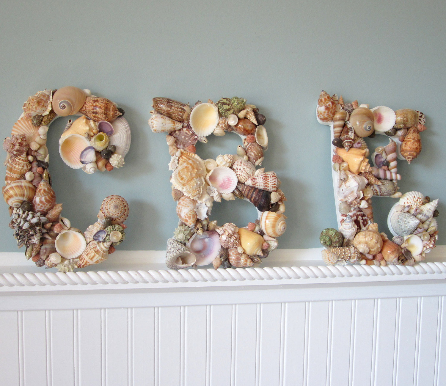 Nautical Decor Shell Letters - Beach Decor Seashell Letters In Natural ...