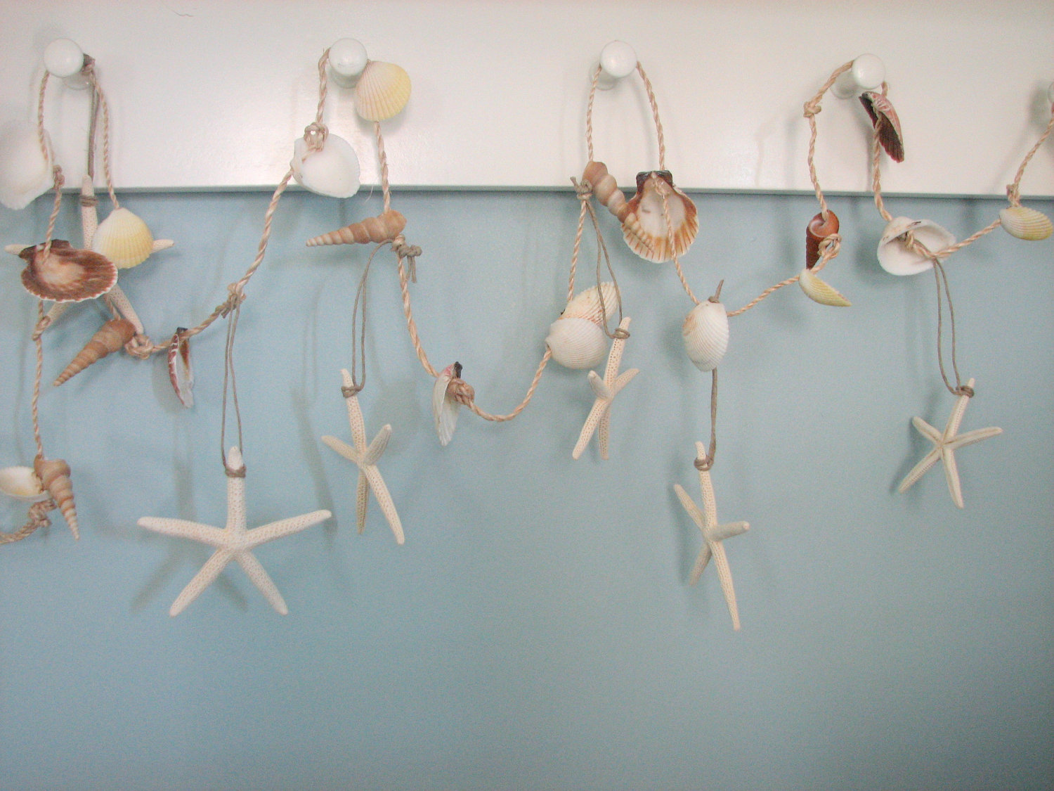 Seashell Garland Beach Decor - Nautical Decor Starfish Garland W Shells ...