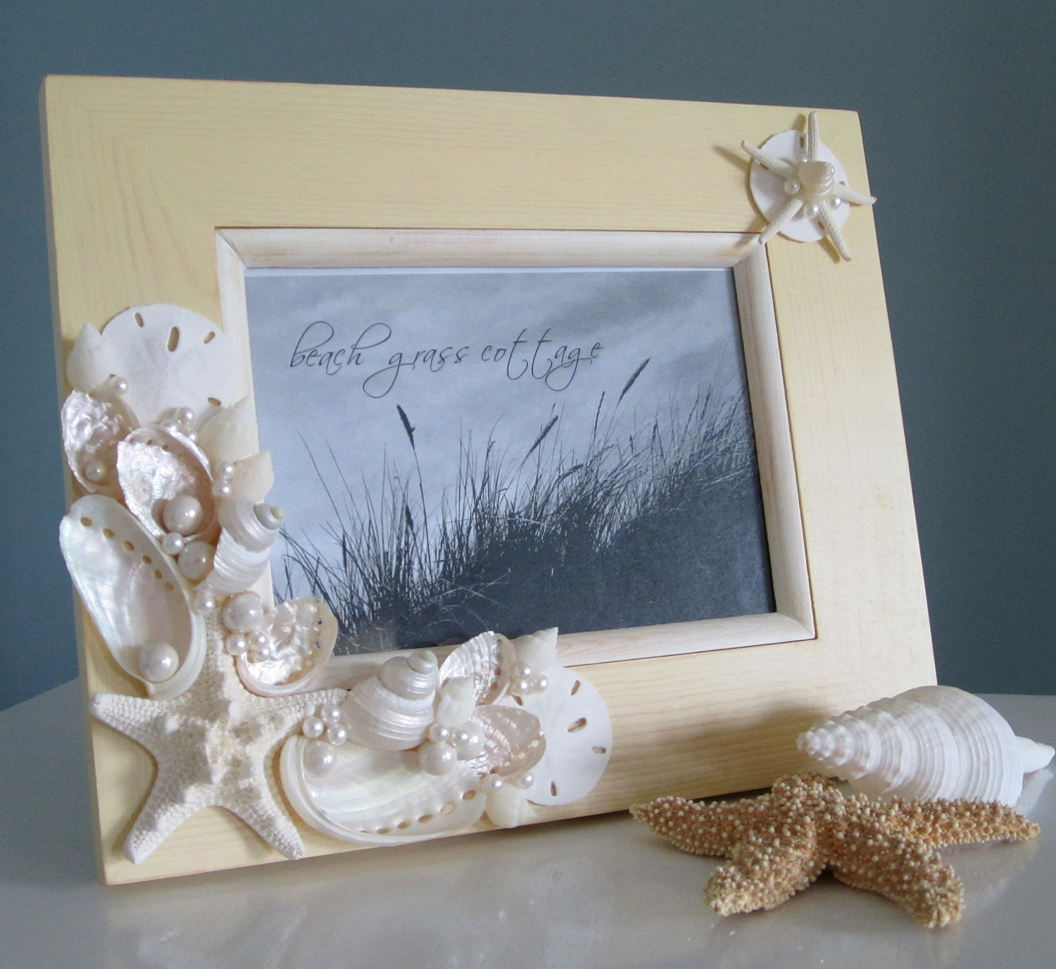 Beach Decor Seashell Frame - Nautical Decor Shell Frame In Ivory, 5x7 ...
