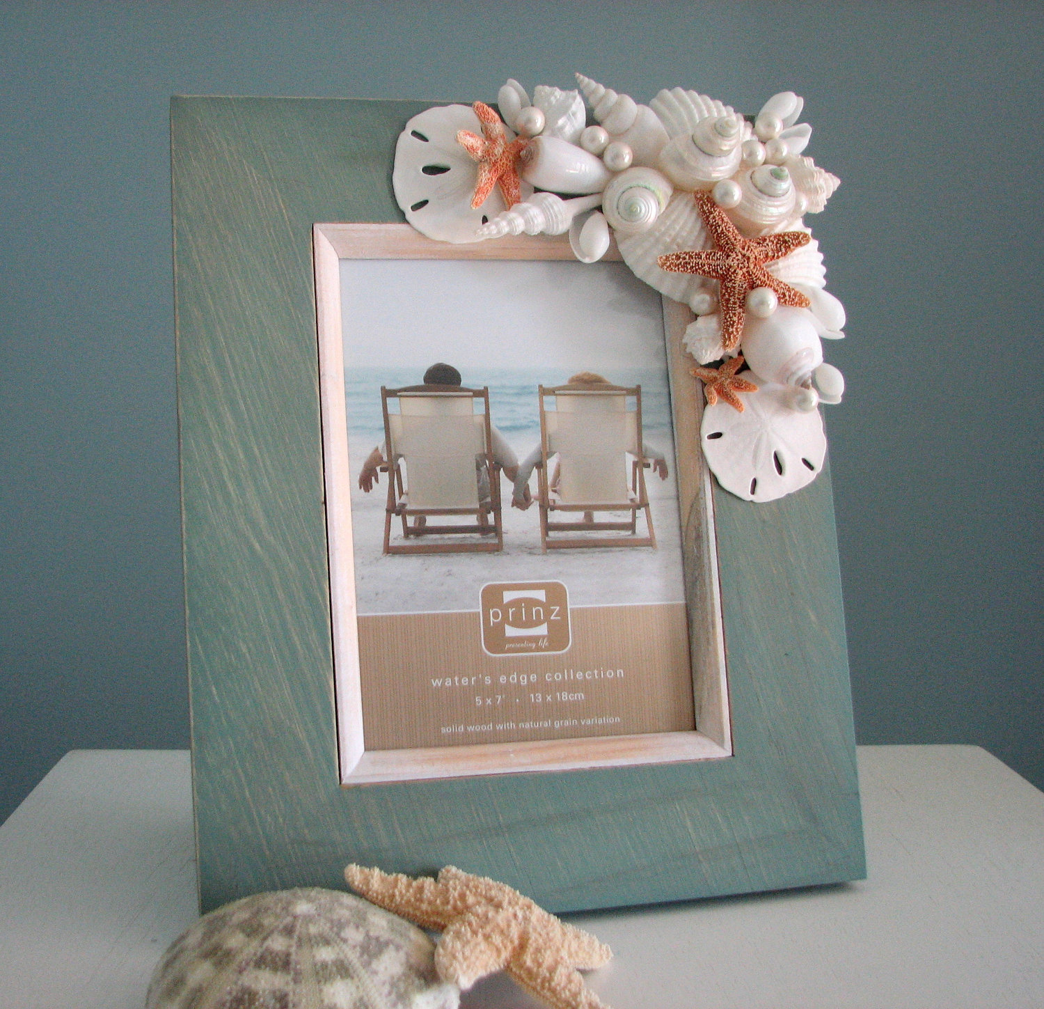 Seashell Frame For Beach Decor - Nautical Frame W Starfish, Sand ...